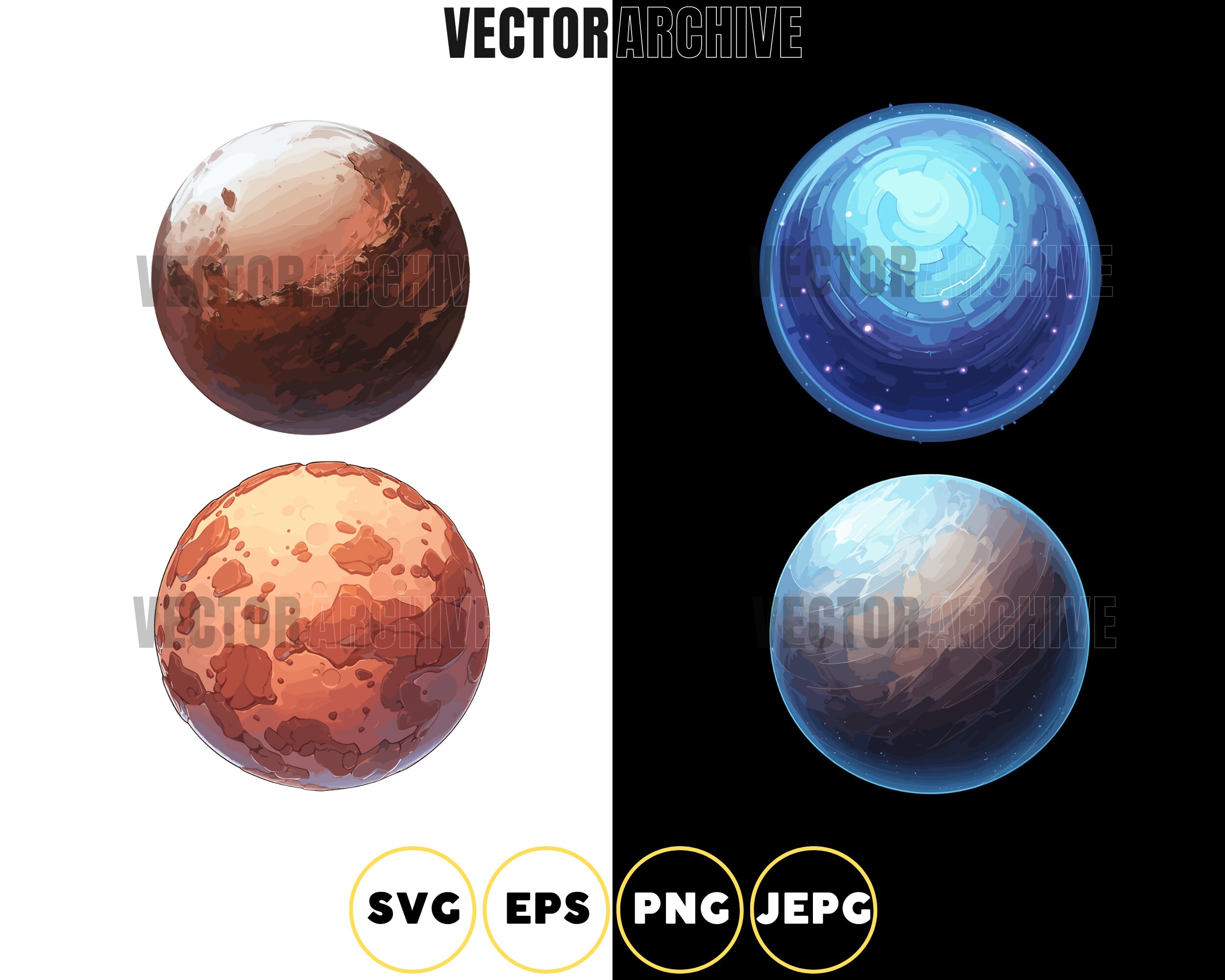 Alien Planets Clipart Set Bundle Outer Space Solar System Sticker Pack ...