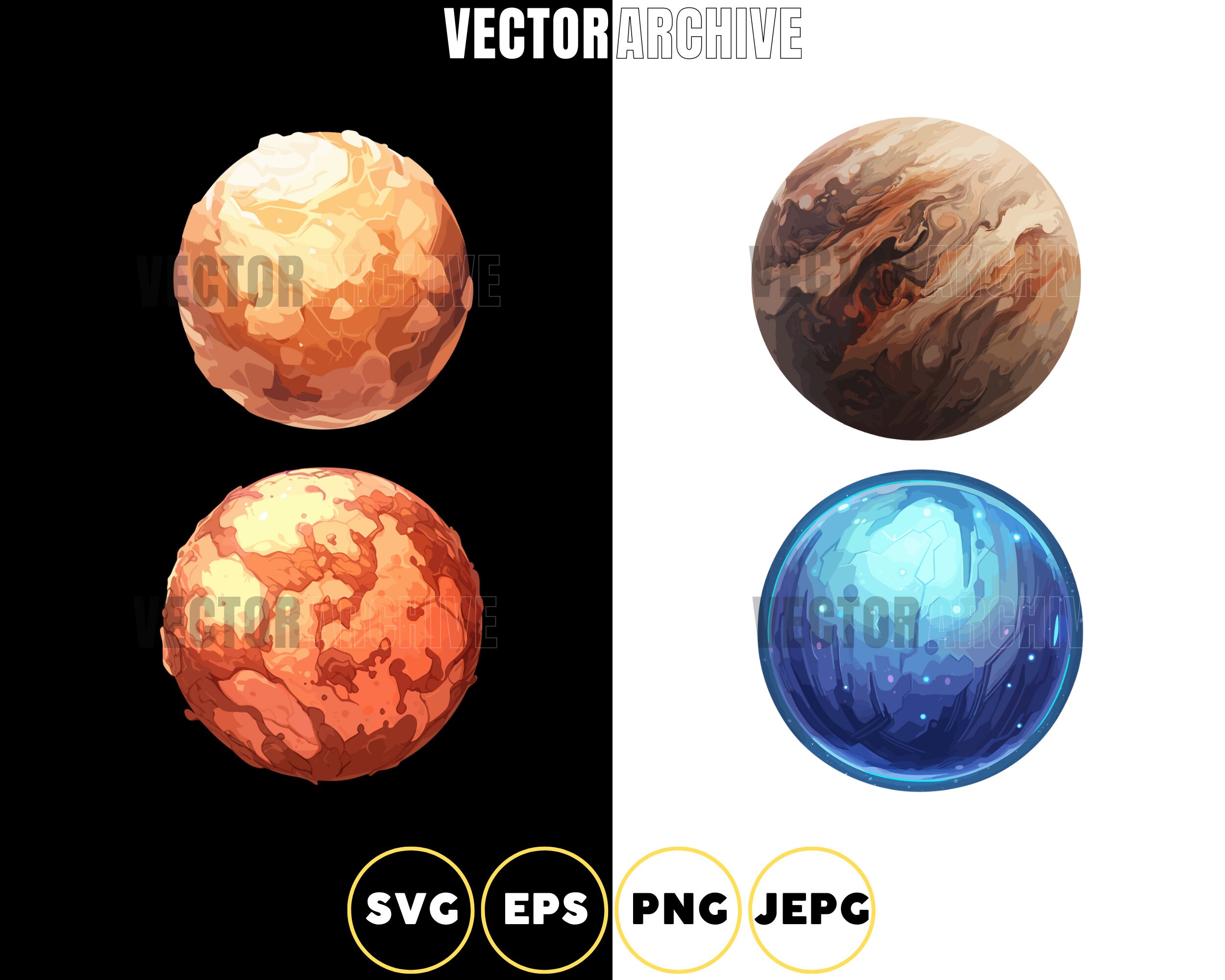 Alien Planets Clipart Set Bundle Outer Space Solar System Sticker Pack ...