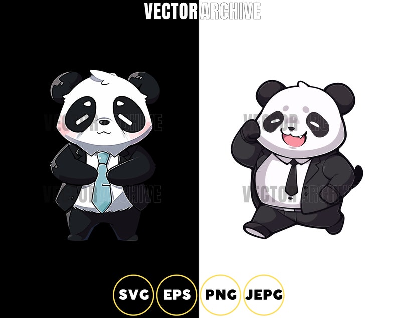 Business Pandas Clipart Set Bundle Cute Smart Pandas - Etsy
