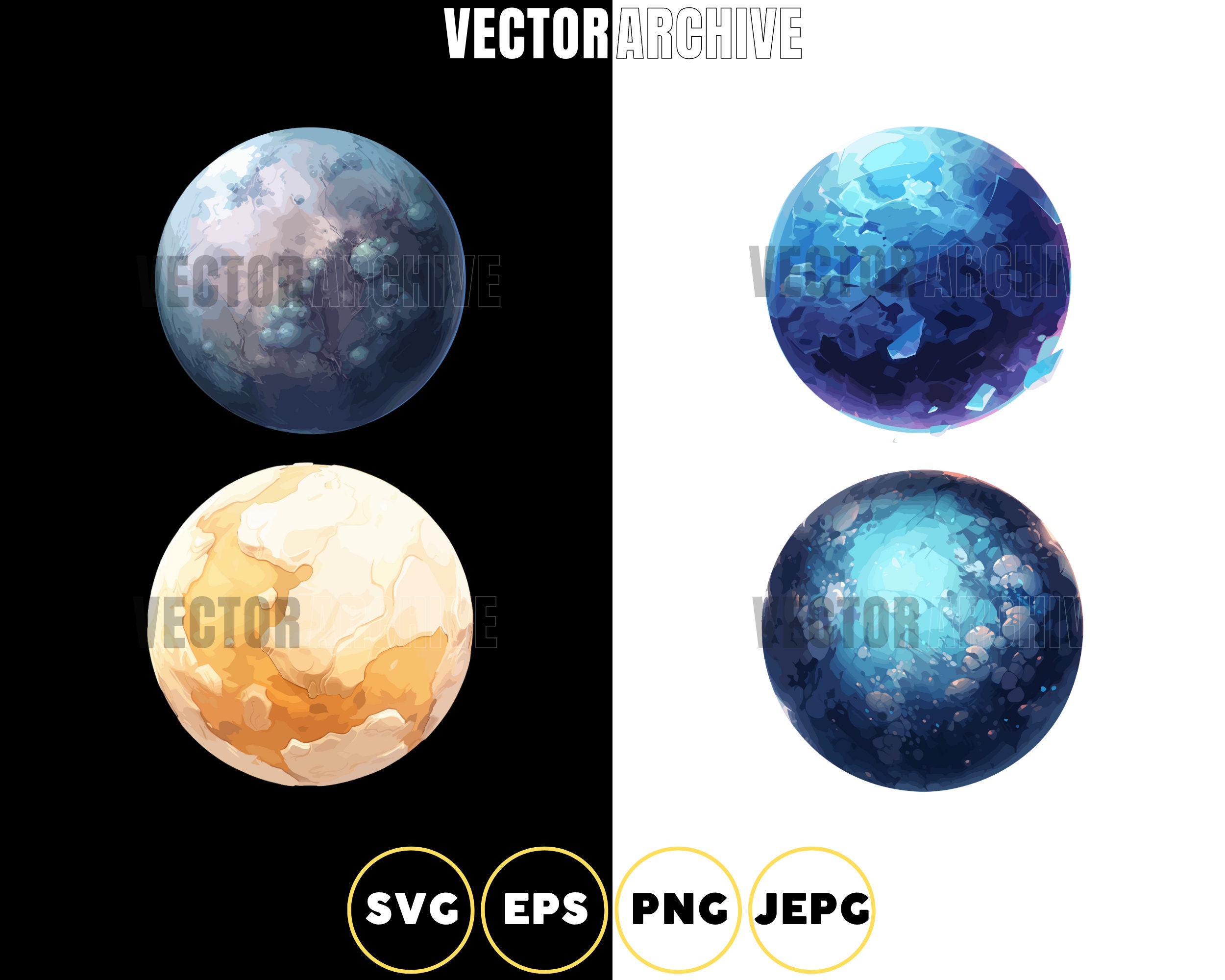 Alien Planets Clipart Set Bundle Outer Space Solar System Sticker Pack ...