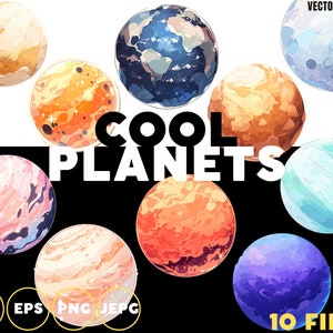 Planets Clipart Set Bundle Outer Space Solar System - Etsy
