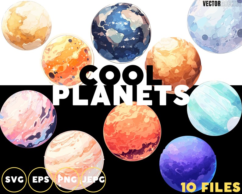 Planets Clipart Set Bundle Outer Space Solar System - Etsy