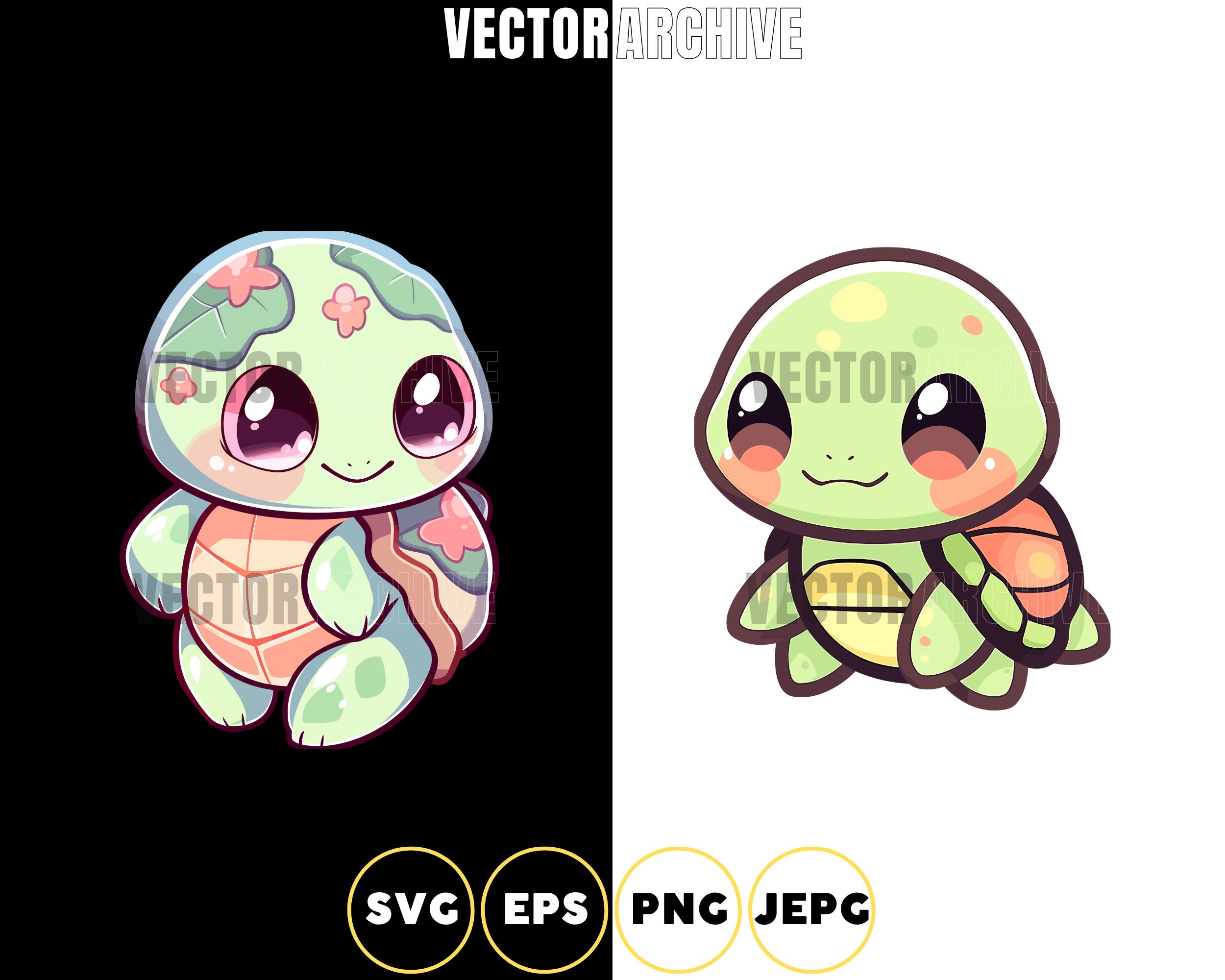 Cute Turtles Clipart Set Bundle Turtles Cliparts Baby Turtles Stickers ...