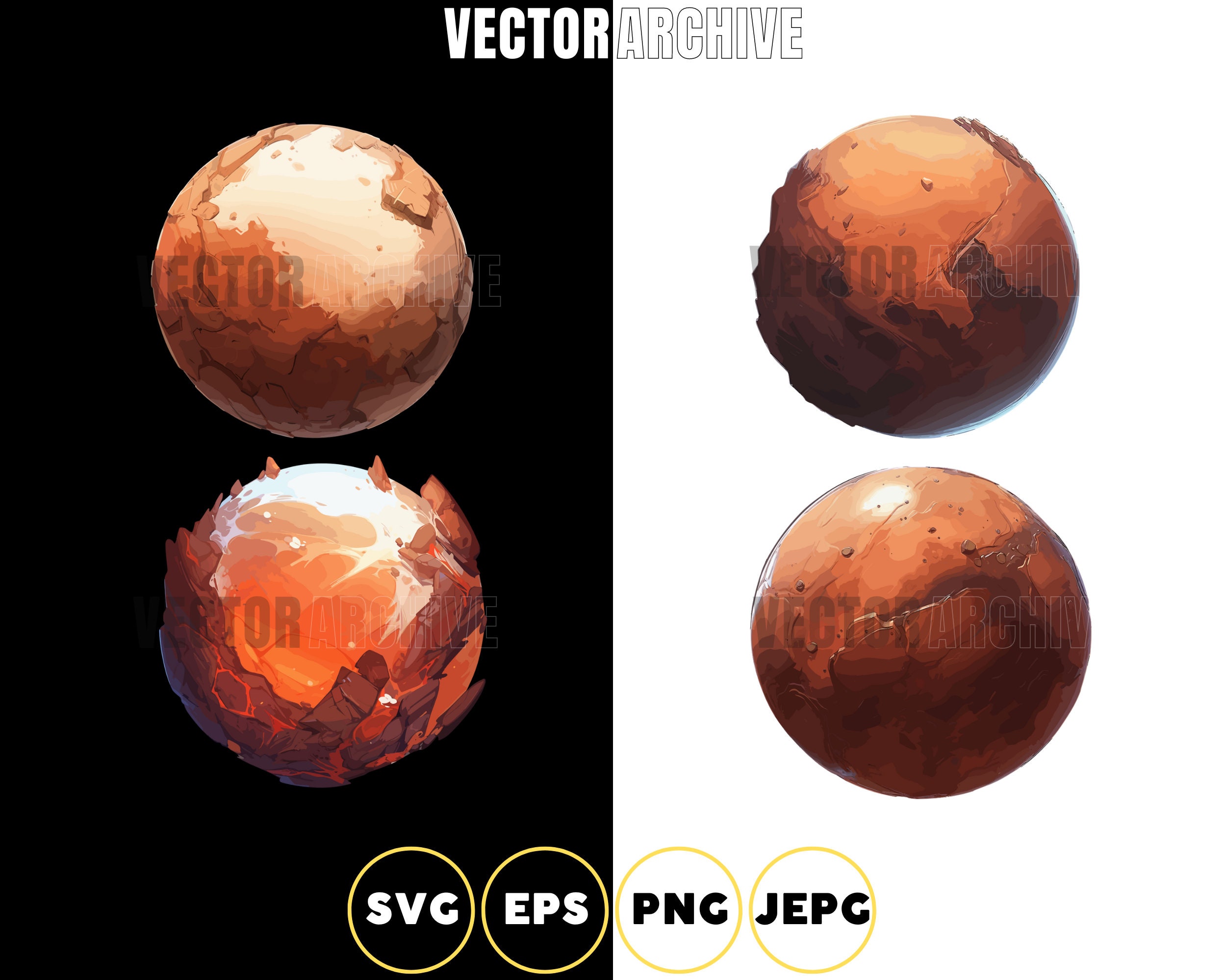 Alien Planets Clipart Set Bundle Outer Space Solar System Sticker Pack ...