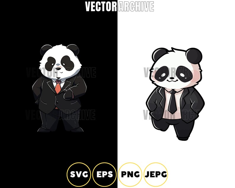 Business Pandas Clipart Set Bundle Cute Smart Pandas - Etsy