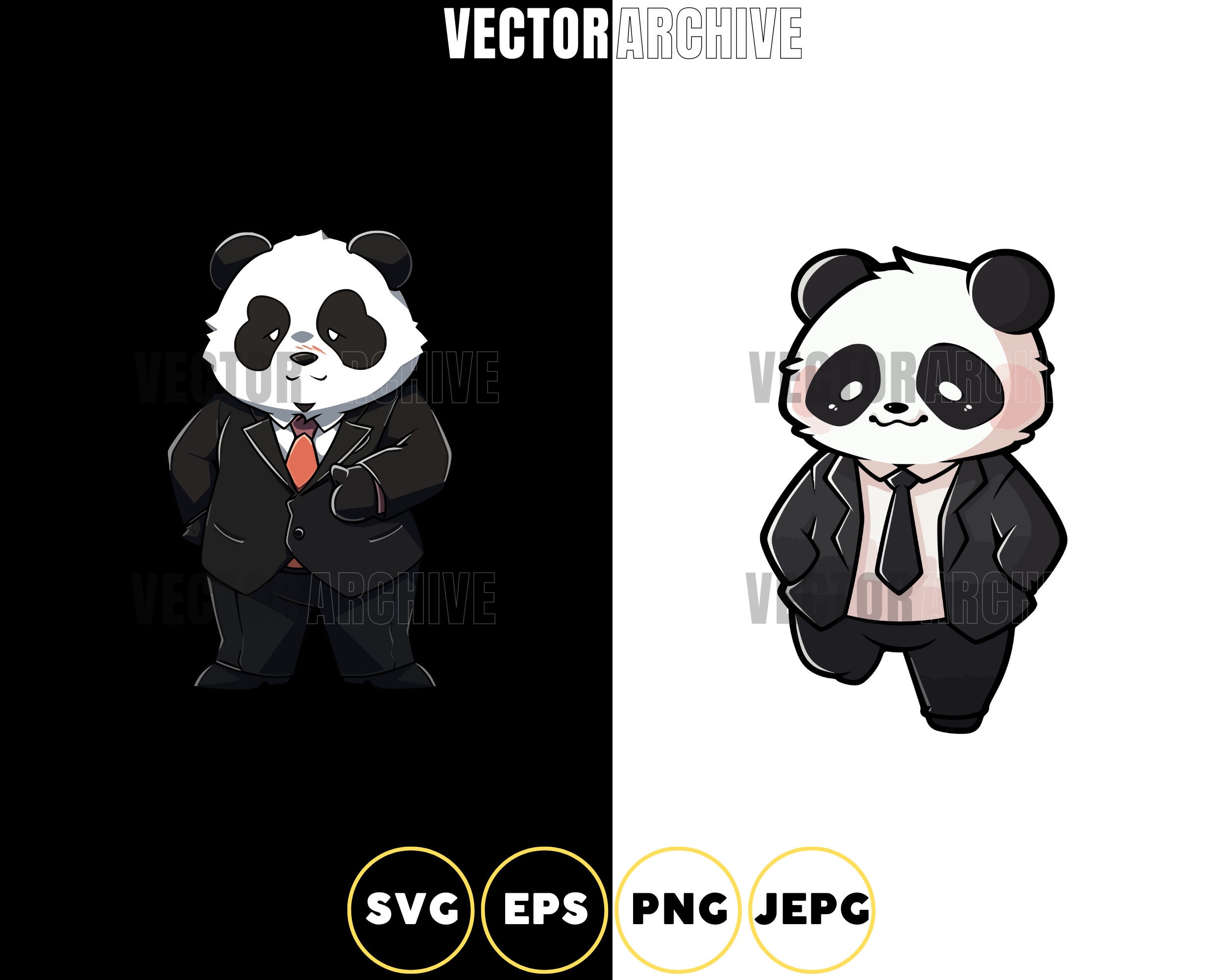Business Pandas Clipart Set Bundle Cute Smart Pandas Sticker Pack Wall ...