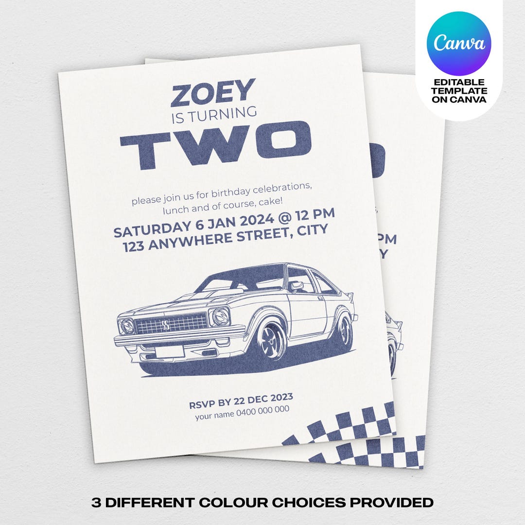 Editable Birthday Invitation - Street Racer - HOLDEN A9X TORANA ...