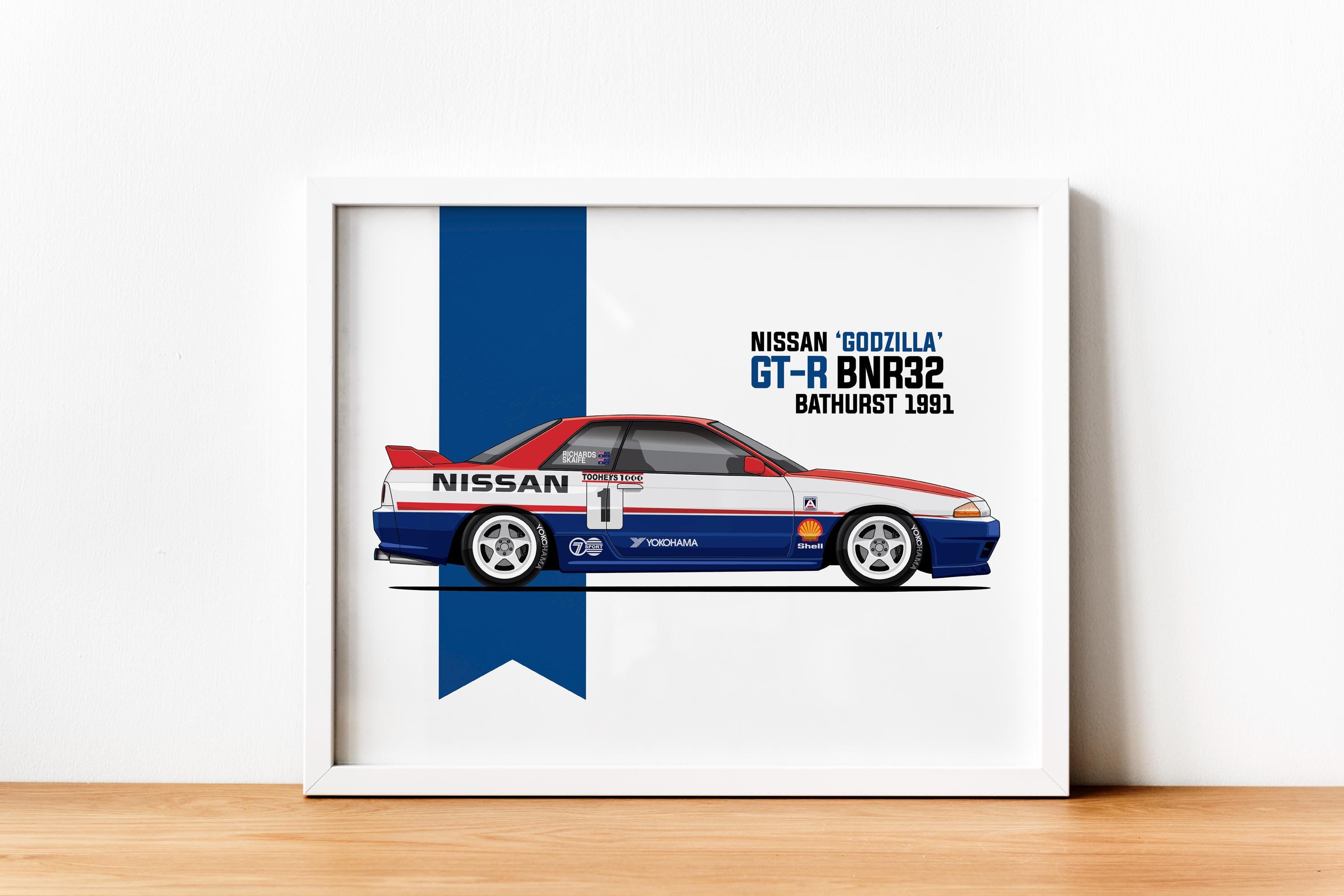 Nissan R32 GT-R Godzilla Bathurst - Classic Car Illustration ...