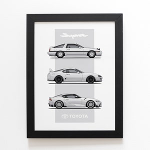 Toyota Supra Through the Years - Classic Car Illustration - Printable ...