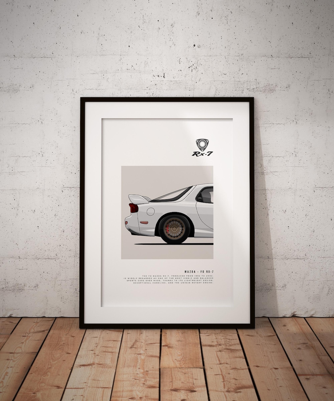 Mazda FD RX-7 White (rear) - Classic Car Illustration - Printable Art ...