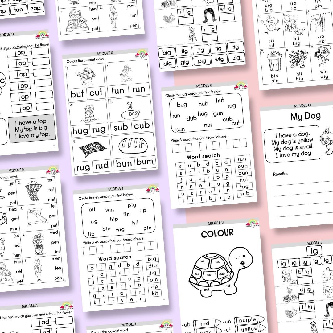 Cvc Word Worksheets - Printable - Instant Download - Kindergarten ...