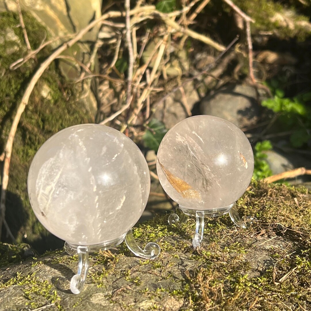 Polished Quartz Crystal Ball: Divination Scrying Sphere With Stand - Etsy