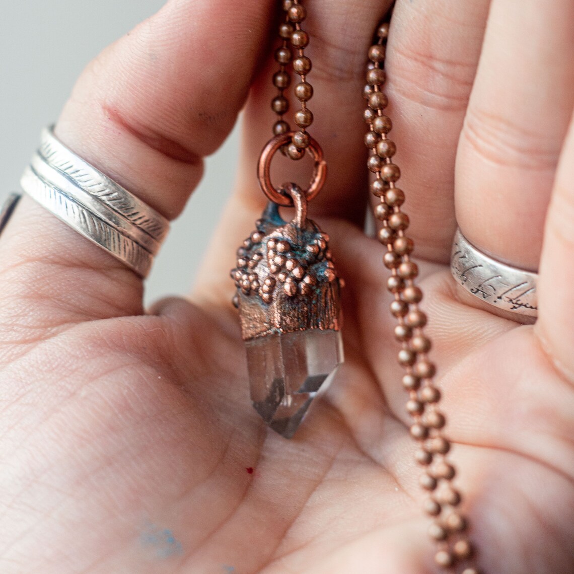 Copper Pendant Jewelry With Quartz Gift for Woman Jewelry - Etsy