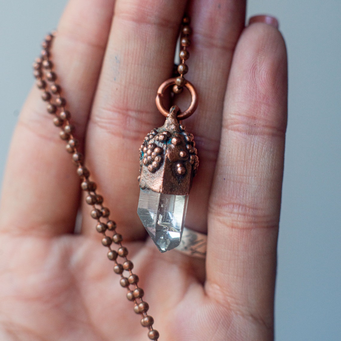 Copper Pendant Jewelry With Quartz Gift for Woman Jewelry - Etsy