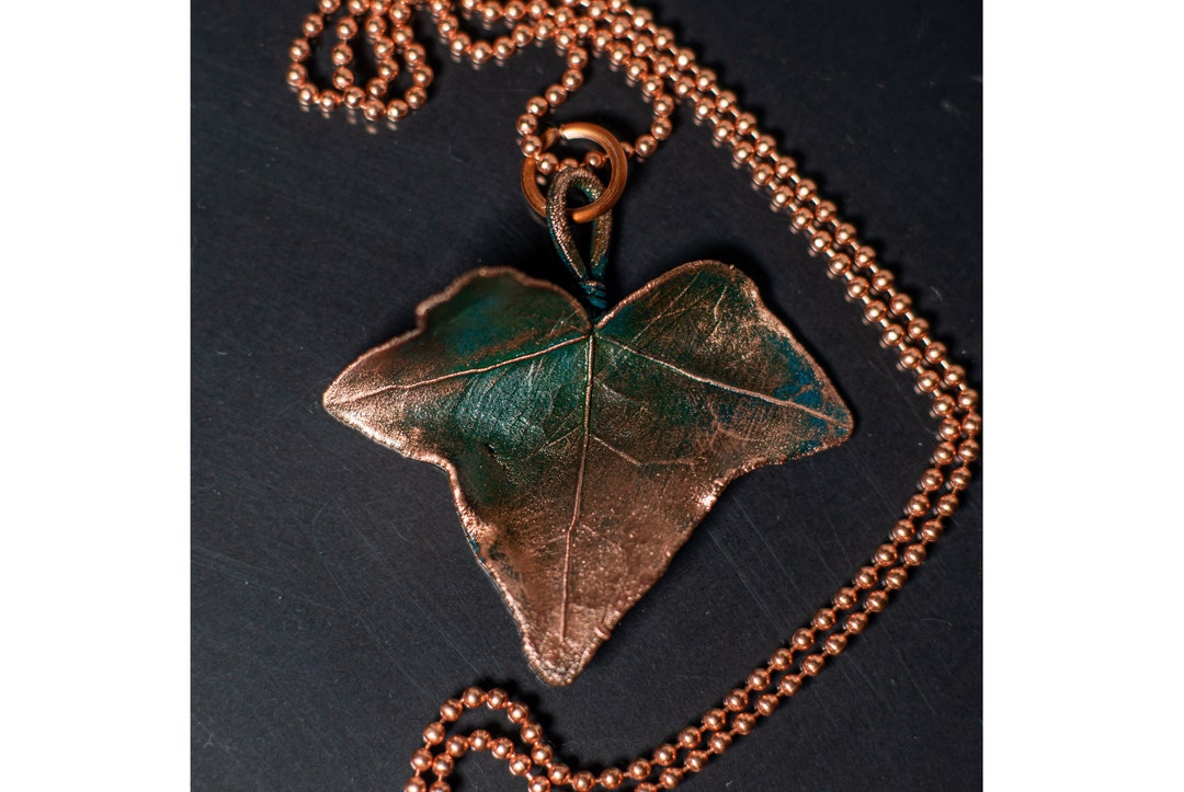 Copper Ivy Leaf Pendant Necklace: Turquoise Patina Jewelry - Etsy
