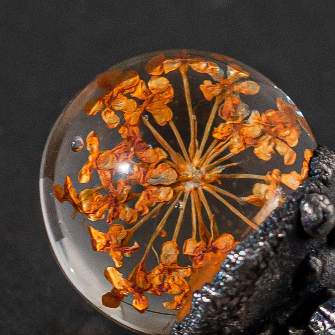Silver Jewelry Pendant Ball of Epoxy Resin With Flower Gift - Etsy