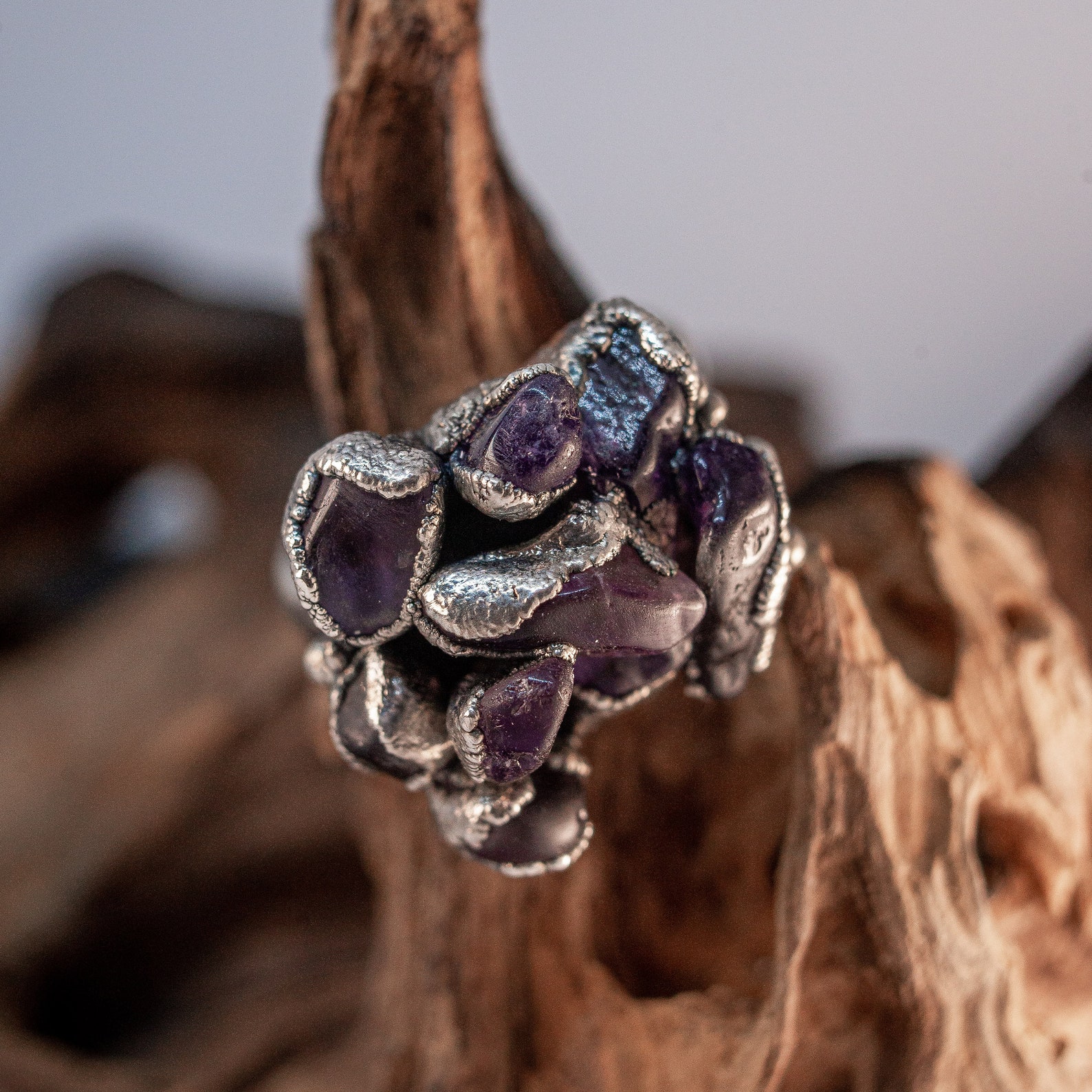 Silver ring jewelry with 9 amethystgift for womanamethyst | Etsy