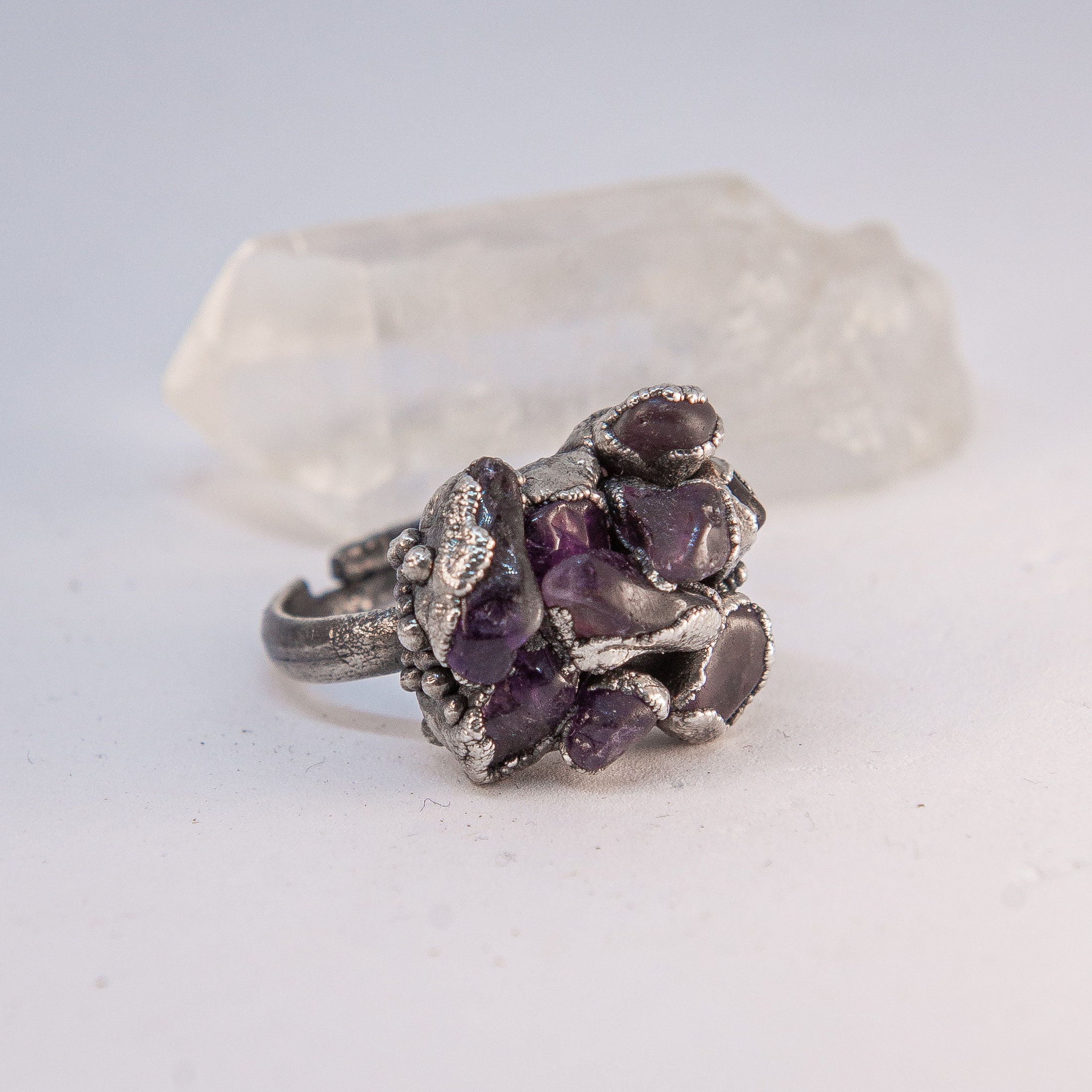 Silver ring jewelry with 9 amethystgift for womanamethyst | Etsy