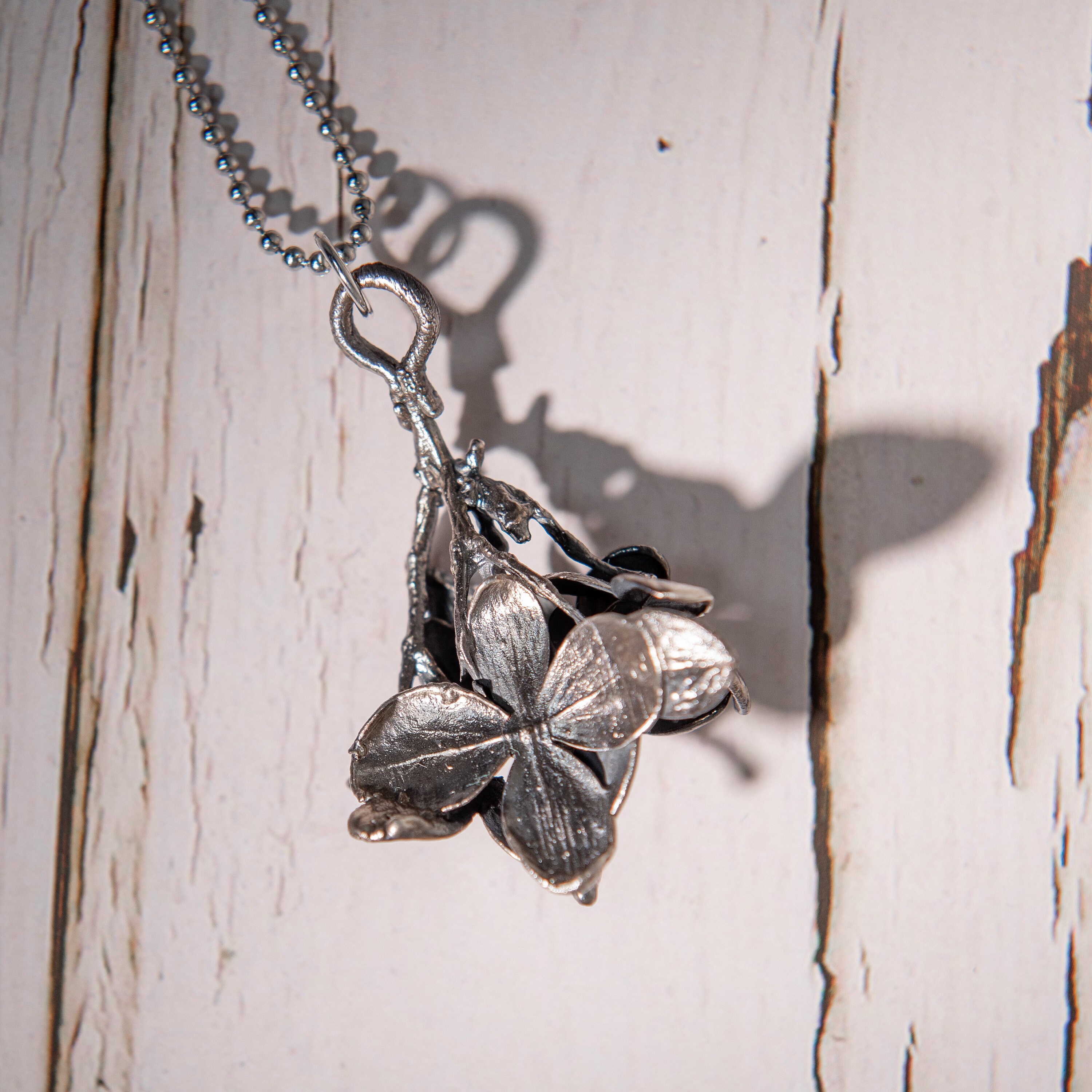 Silver jewelry pendant a real hydrangea flower gift for | Etsy