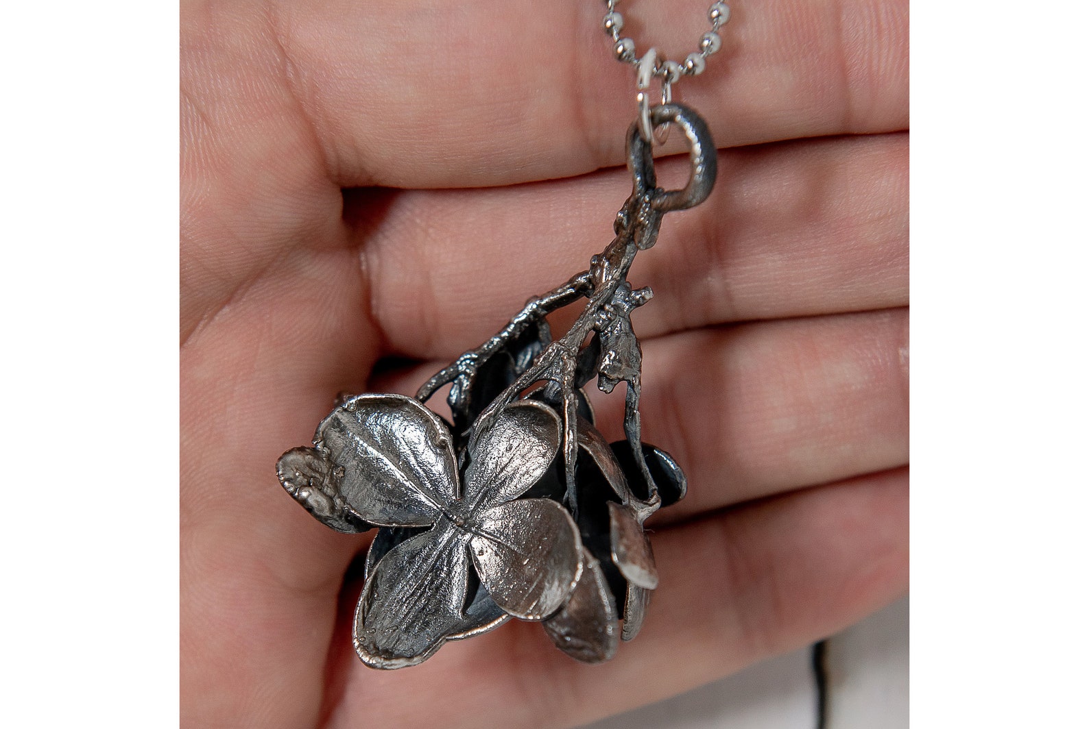 Silver jewelry pendant a real hydrangea flower gift for | Etsy