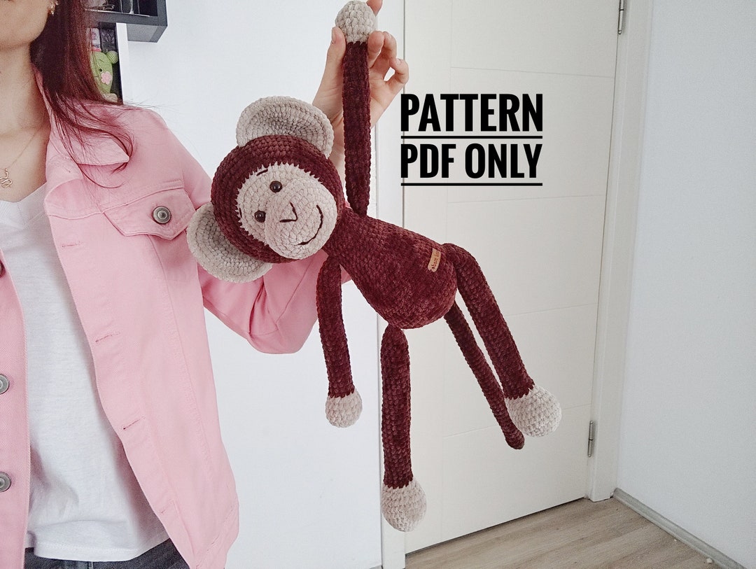 Crochet Brown Monkey Toy Pattern English, Amigurumi Monkey PDF, Monkey ...