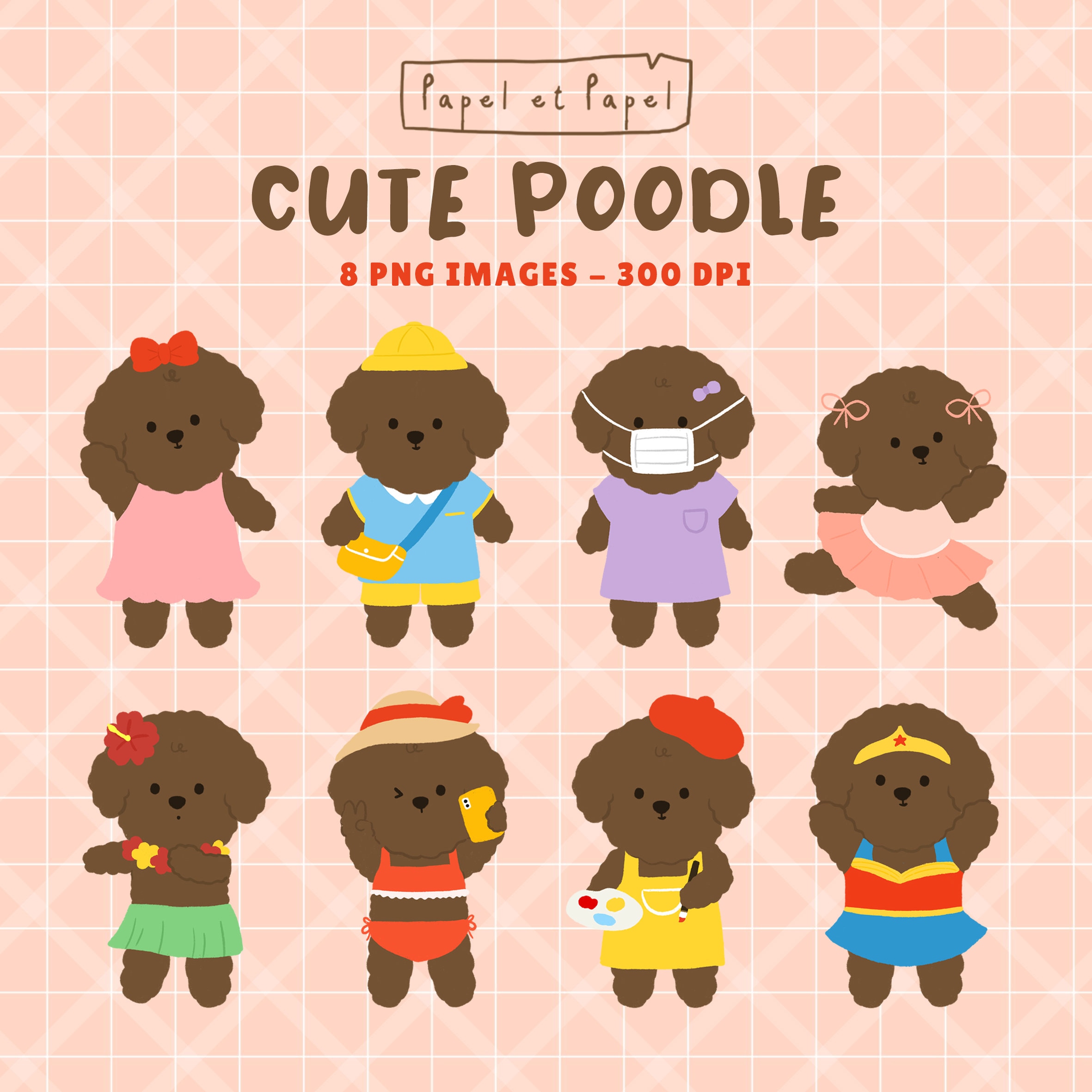 Poodle Clipart Cute Poodle Poodle Images PNG Files Animal | Etsy