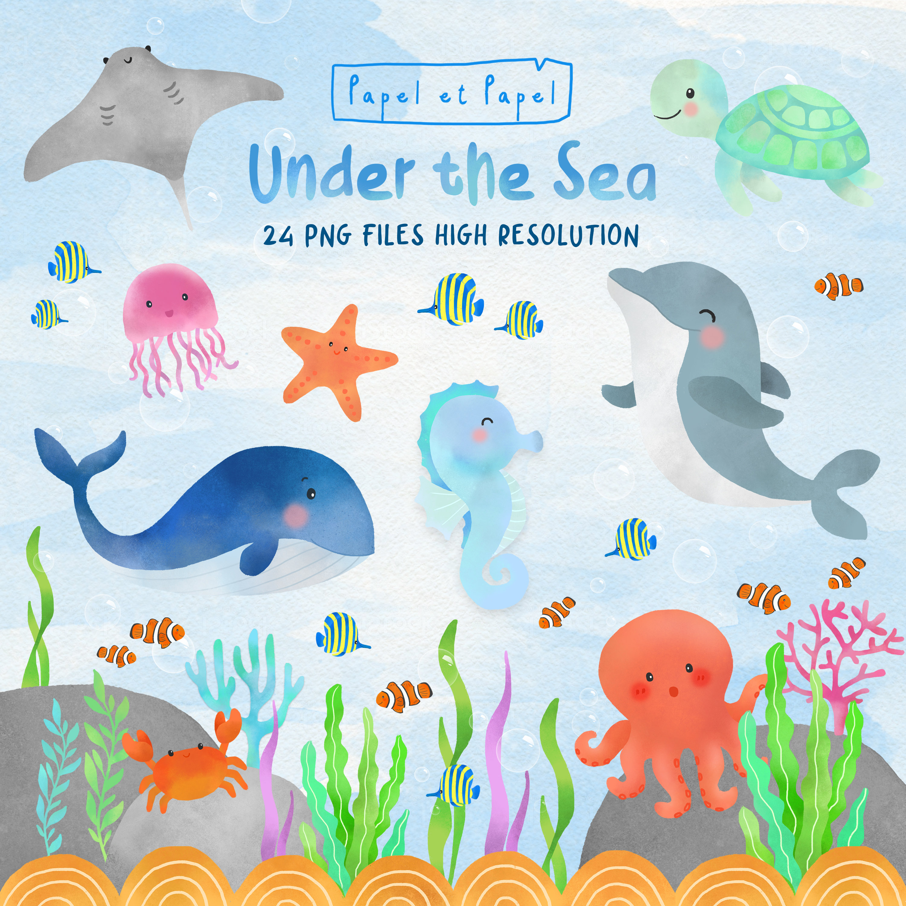 Under the Sea Clipart, Underwater Creatures, Sea Creatures, Kids ...
