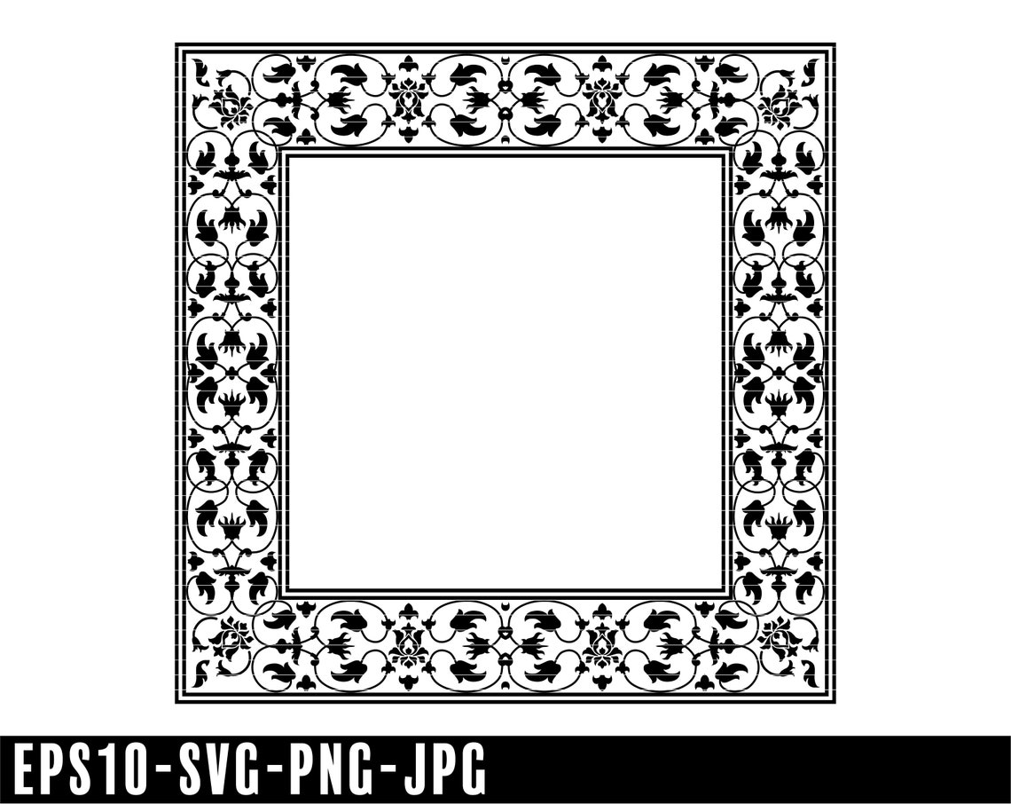 Marco rectángulo decorativo svg marco cuadrado marco svg | Etsy