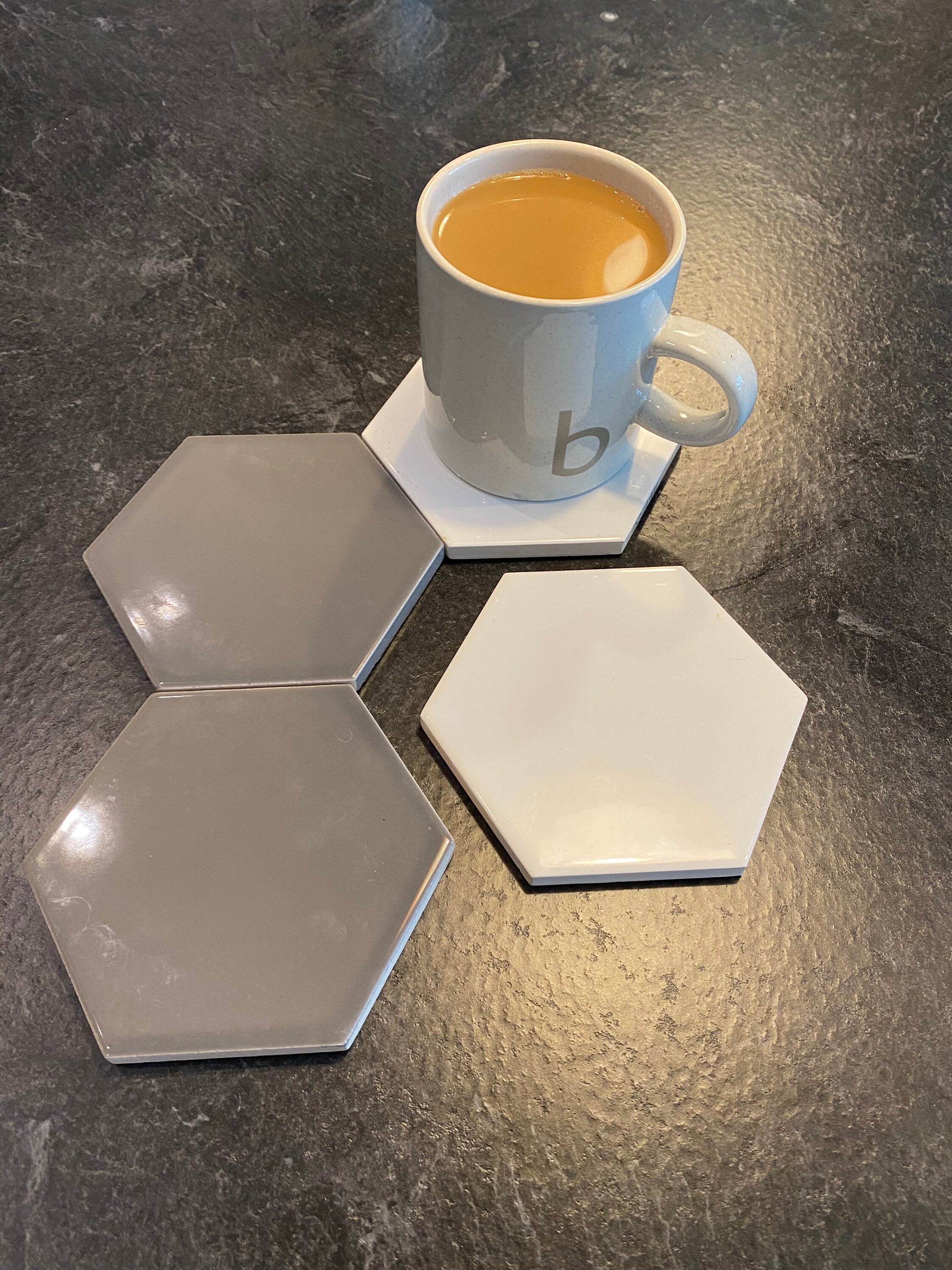 Hexagon Ceramic Coasters - Etsy Canada