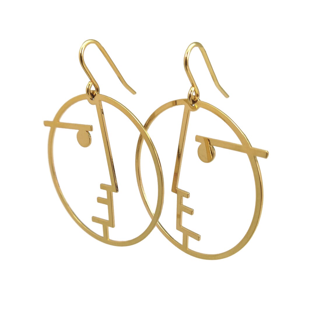 FACE Profile Earrings Light Earrings Gold Plated 24k Fine Gold or ...