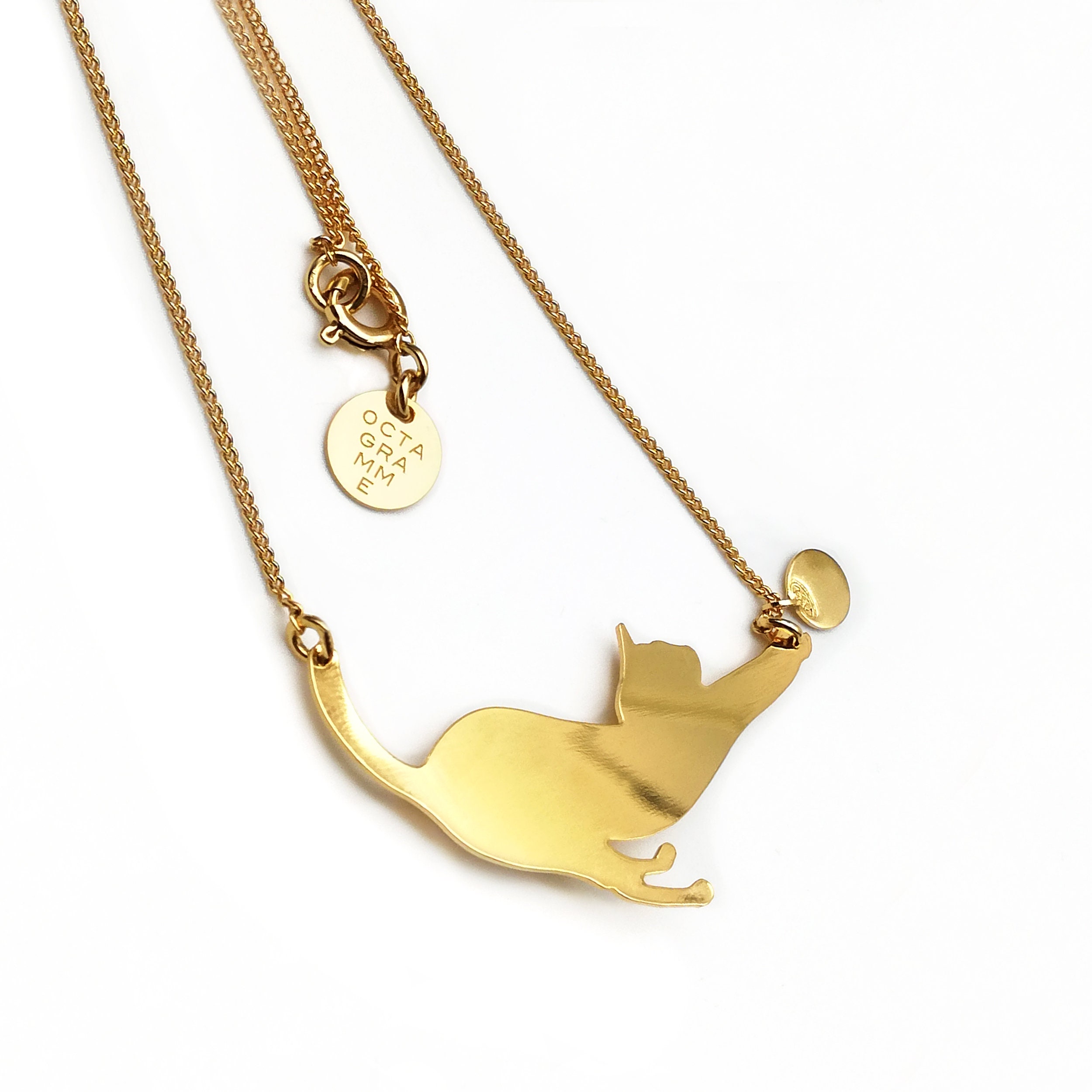 Gold Stretched CAT Necklace With Curb Chain Different Lengths - Etsy UK