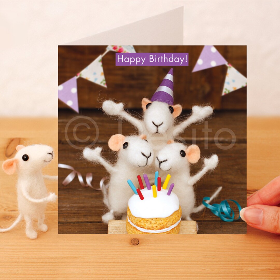 Funny Mouse Birthday Card. Cute Mice, Unusual, Whimsical, Different ...