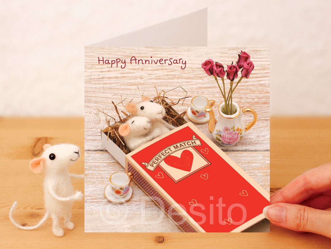 Whimsical Mice Anniversary Card: Needle Felted & Photographed Design ...