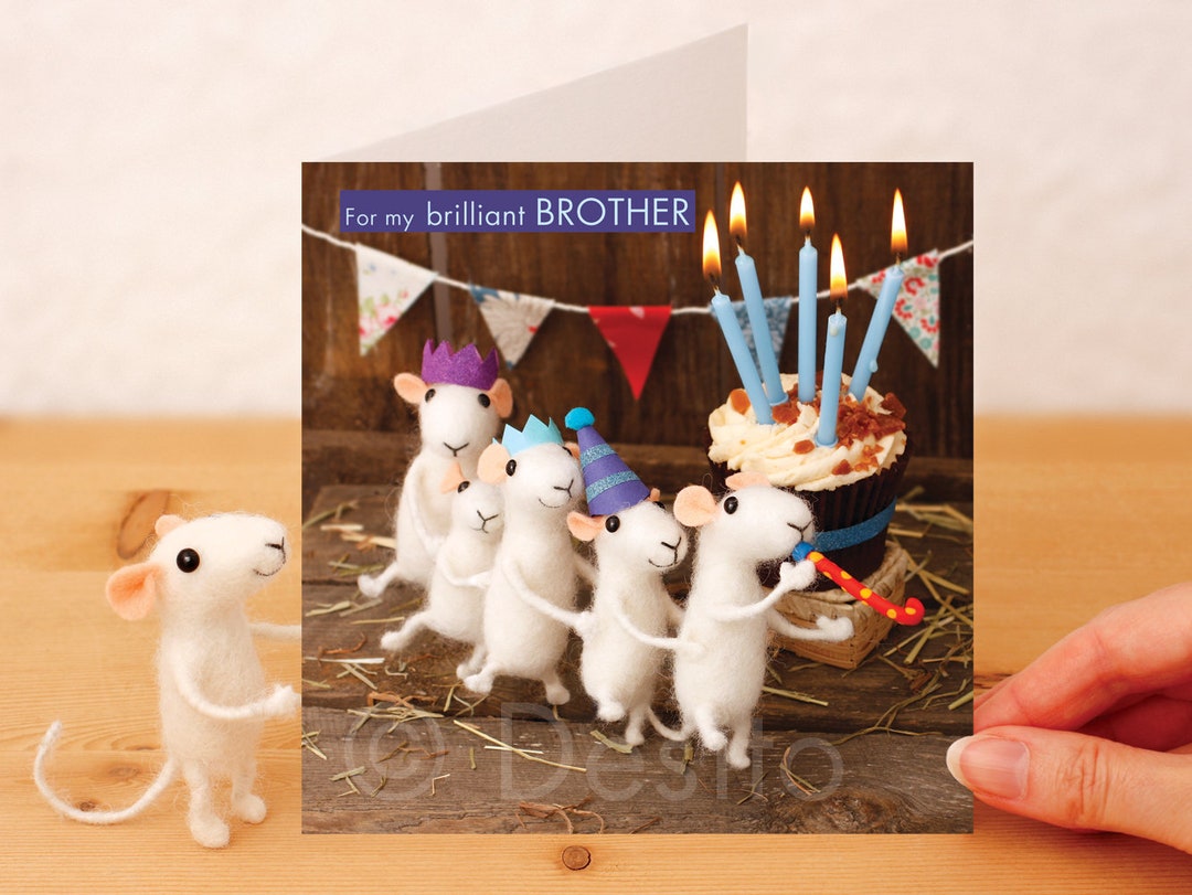 Brother Birthday Card: Funny Mice Conga. Whimsical Design - Etsy UK