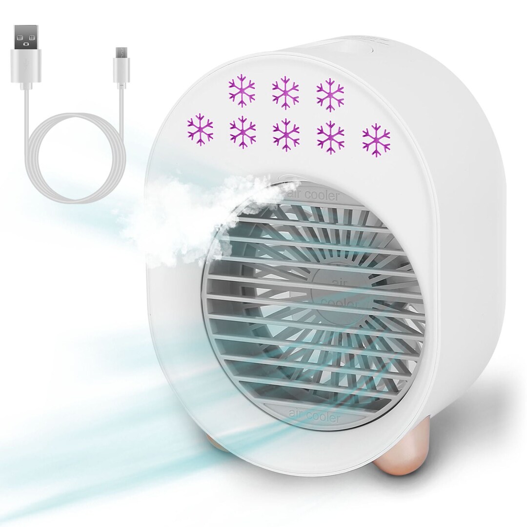 Portable Mini Desktop Air Conditioner Fan 4-in-1 Cooling Pack, USB ...