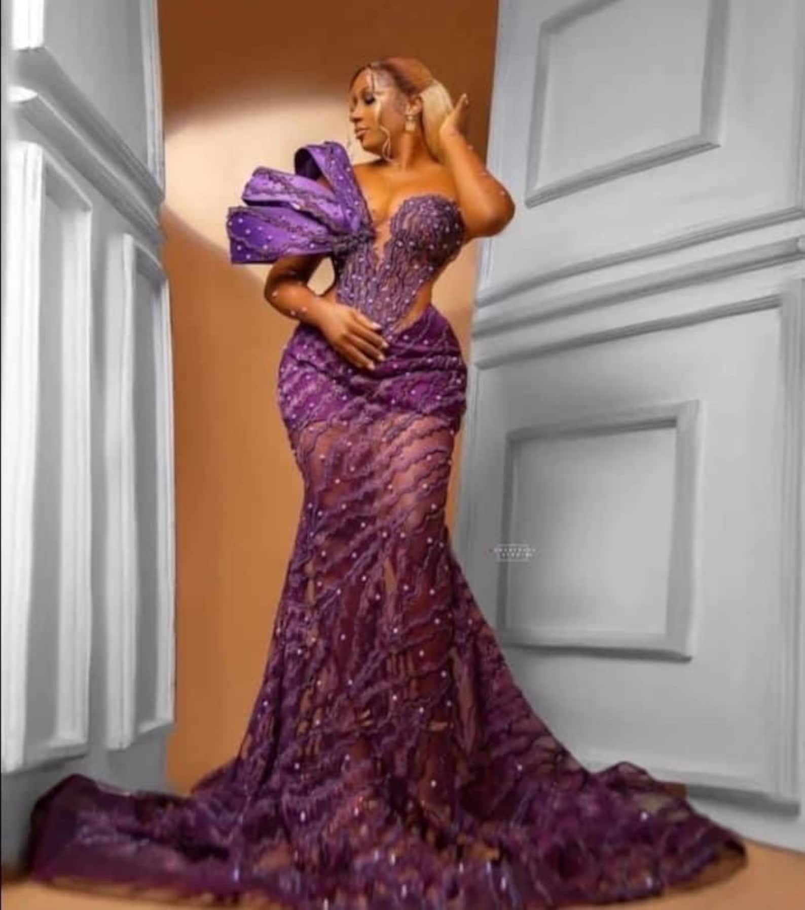 African Lace Dress, Bridal Dress, Pageant Dress, African Party Gown ...