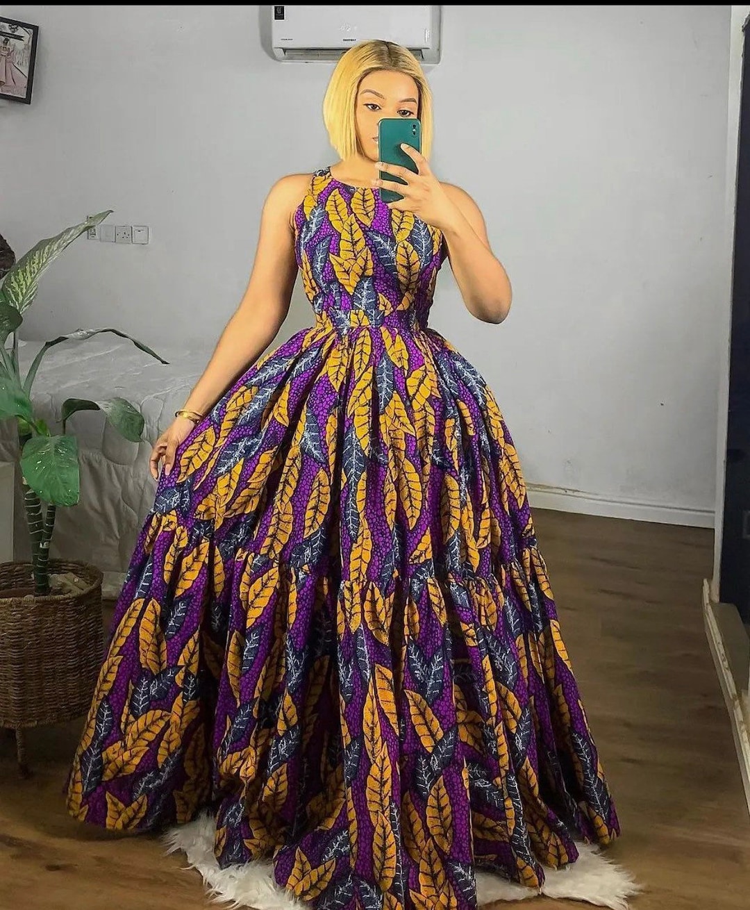 African Dress, Ankara Maxi Dress, African Print Halter Neck Dress ...