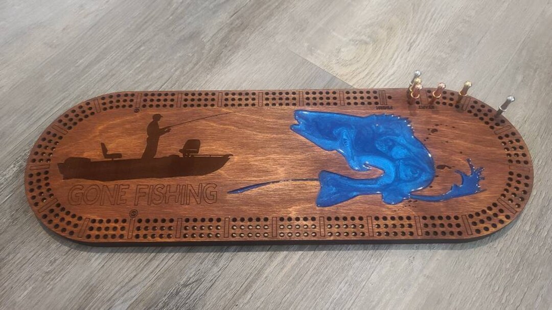 Fishing Cribbage Board - Etsy