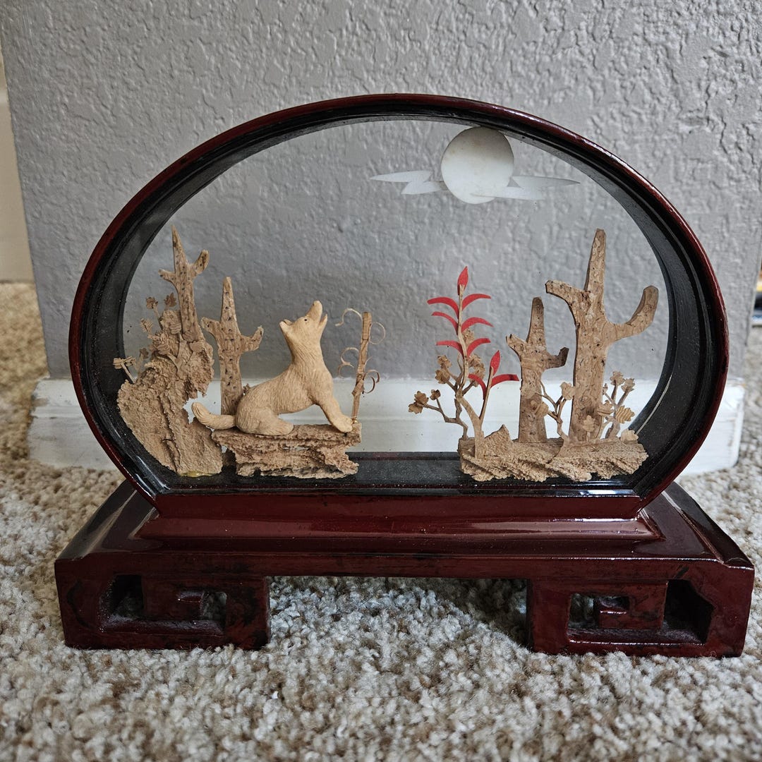 Vintage Desert Cork Diorama Southwestern Red Lacquer 3D Wooden ...
