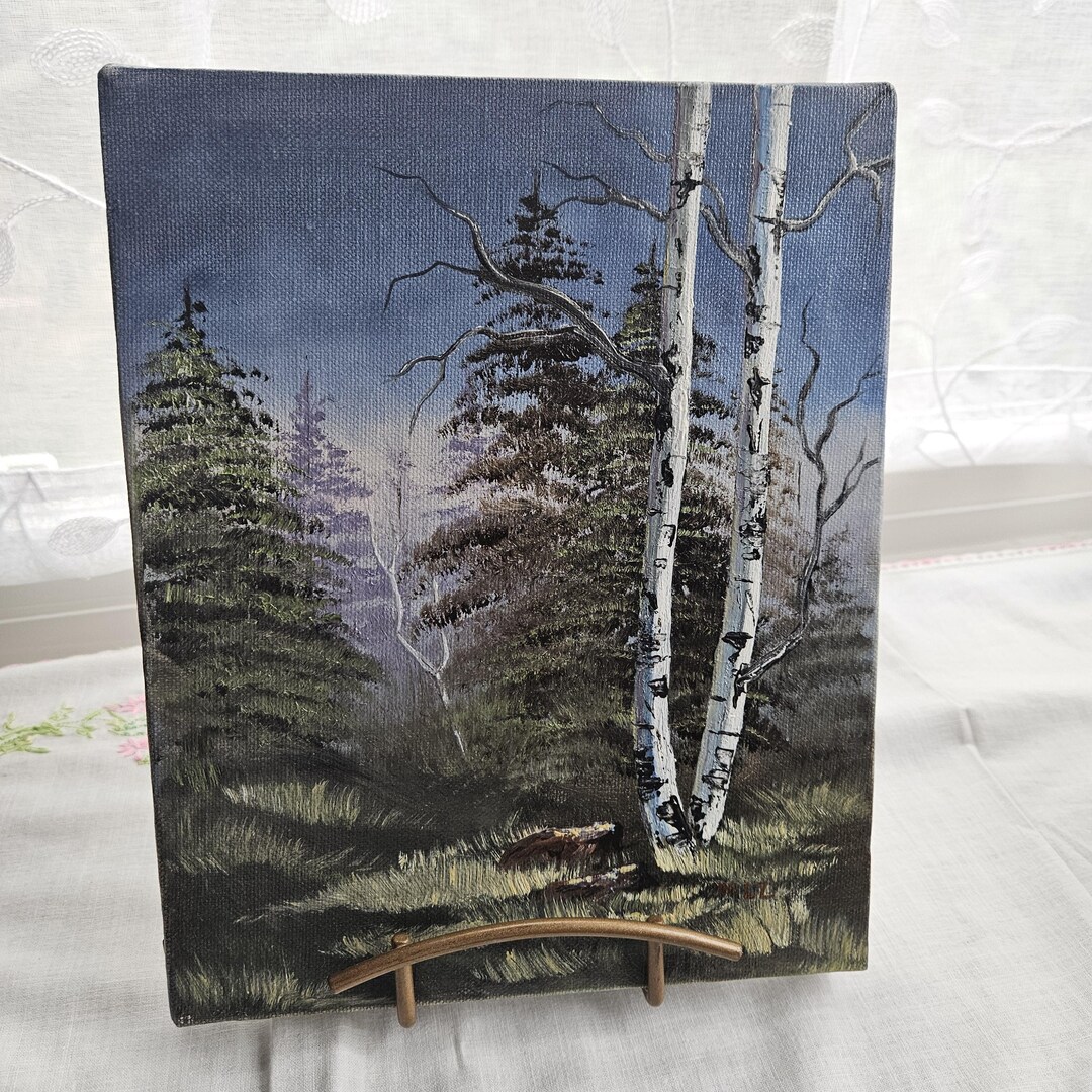 Vintage Oil Painting Signed ML Zyefel 1992 Forest Nature Landscape ...