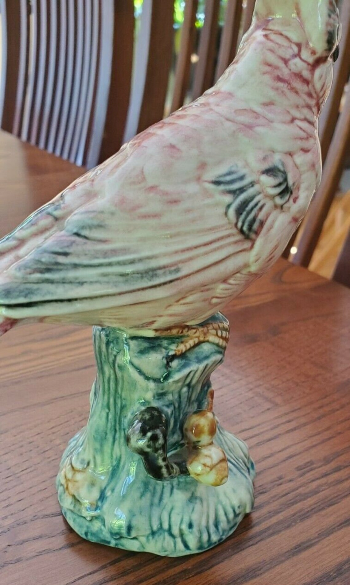 Vintage Stangl Pottery Cardinal Pink bird figurine on green | Etsy