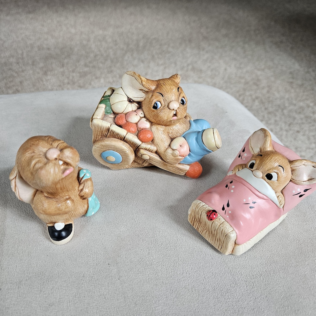 Vintage Pendelfin Bunny Rabbit Figurines Set 3 Collectibles England - Etsy