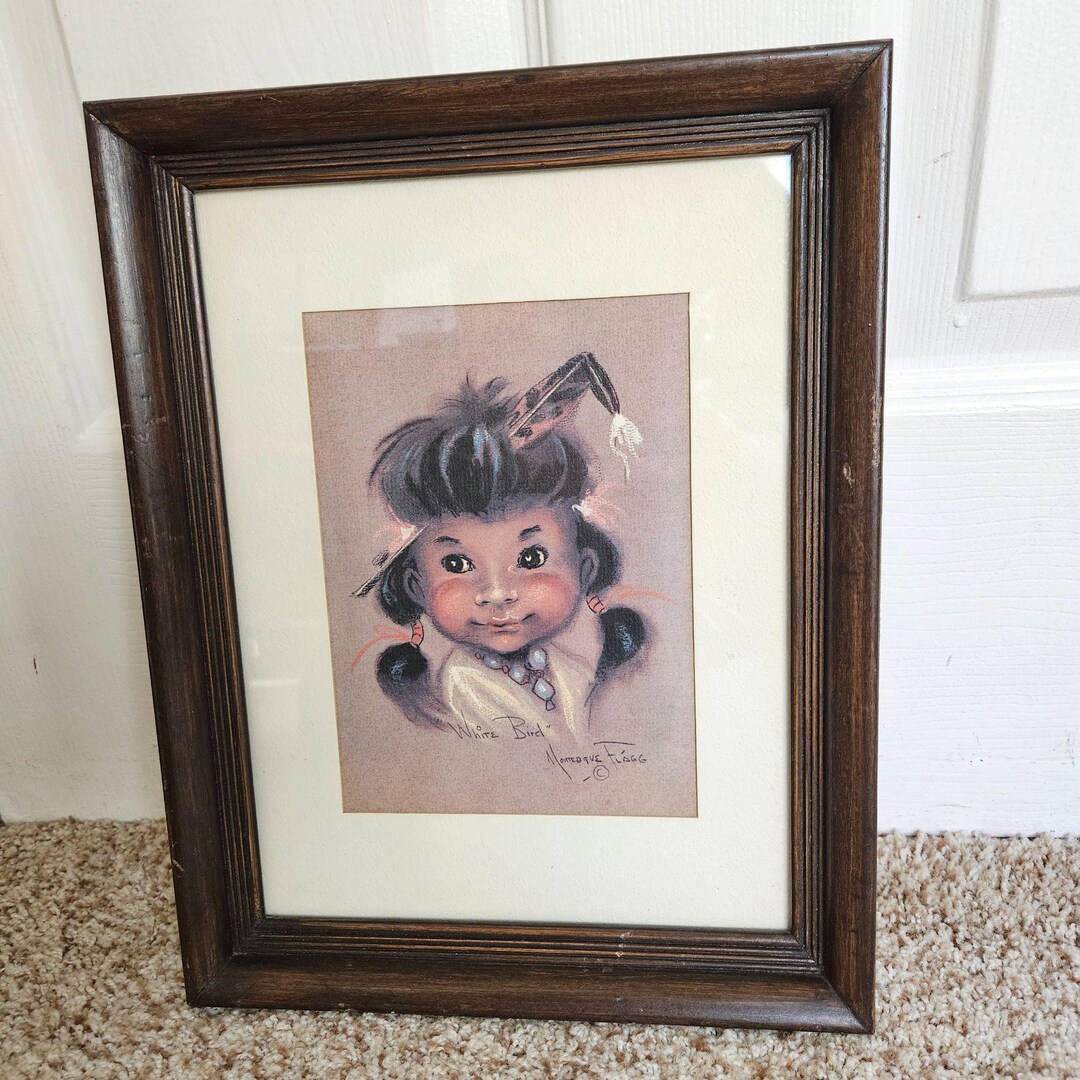 Vintage Native American Art "white Bird" Framed Art Print by Monteague ...