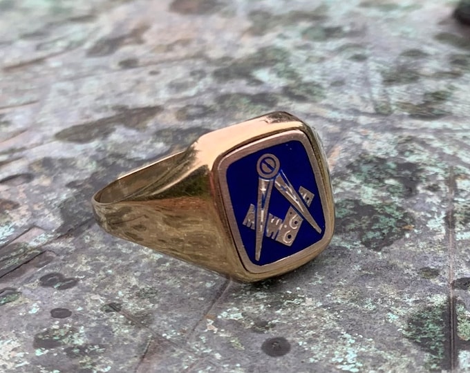 Pre-loved Masonic Swivel/reversible Blue Enamel &9ct Gold Ring - Etsy