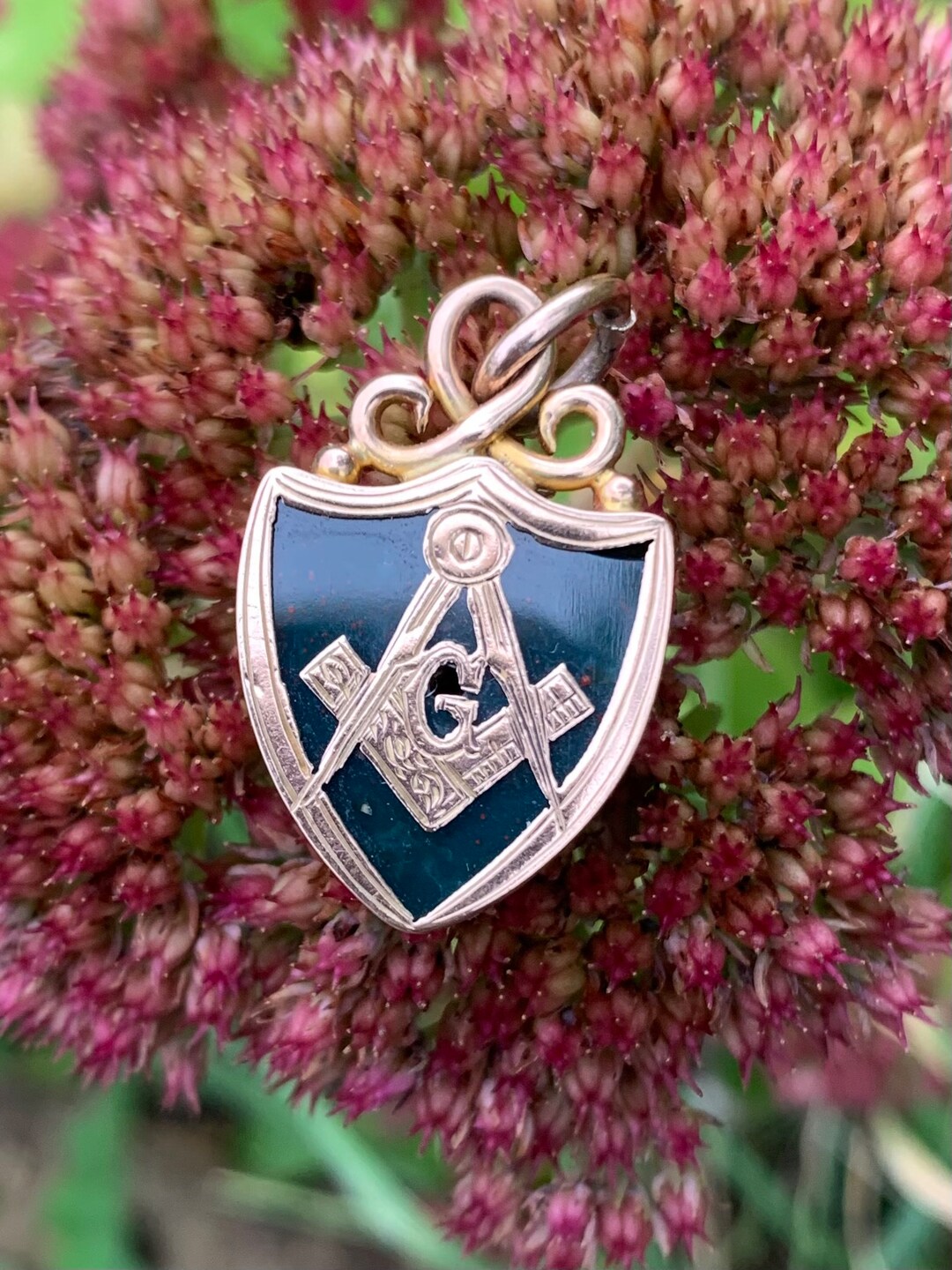 Antique 9ct Gold Masonic Bloodstone Shield Fob Pendant - Etsy
