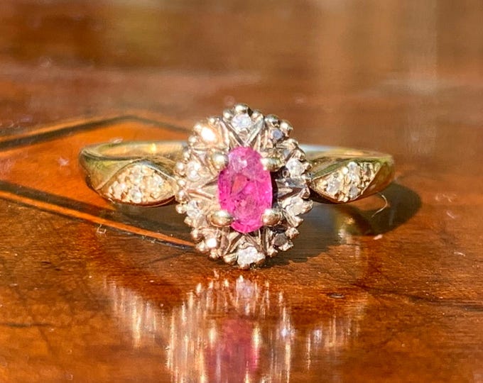 Reserved-vintage 10KP (plumb) Yellow Gold Ruby and Diamond Statement ...