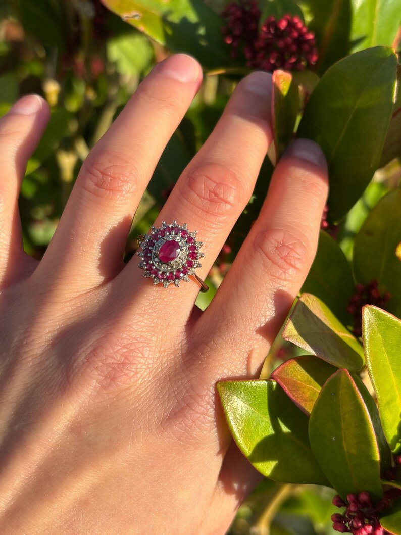 Vintage Victorian Ruby & Diamond 9ct Gold Ring - Etsy