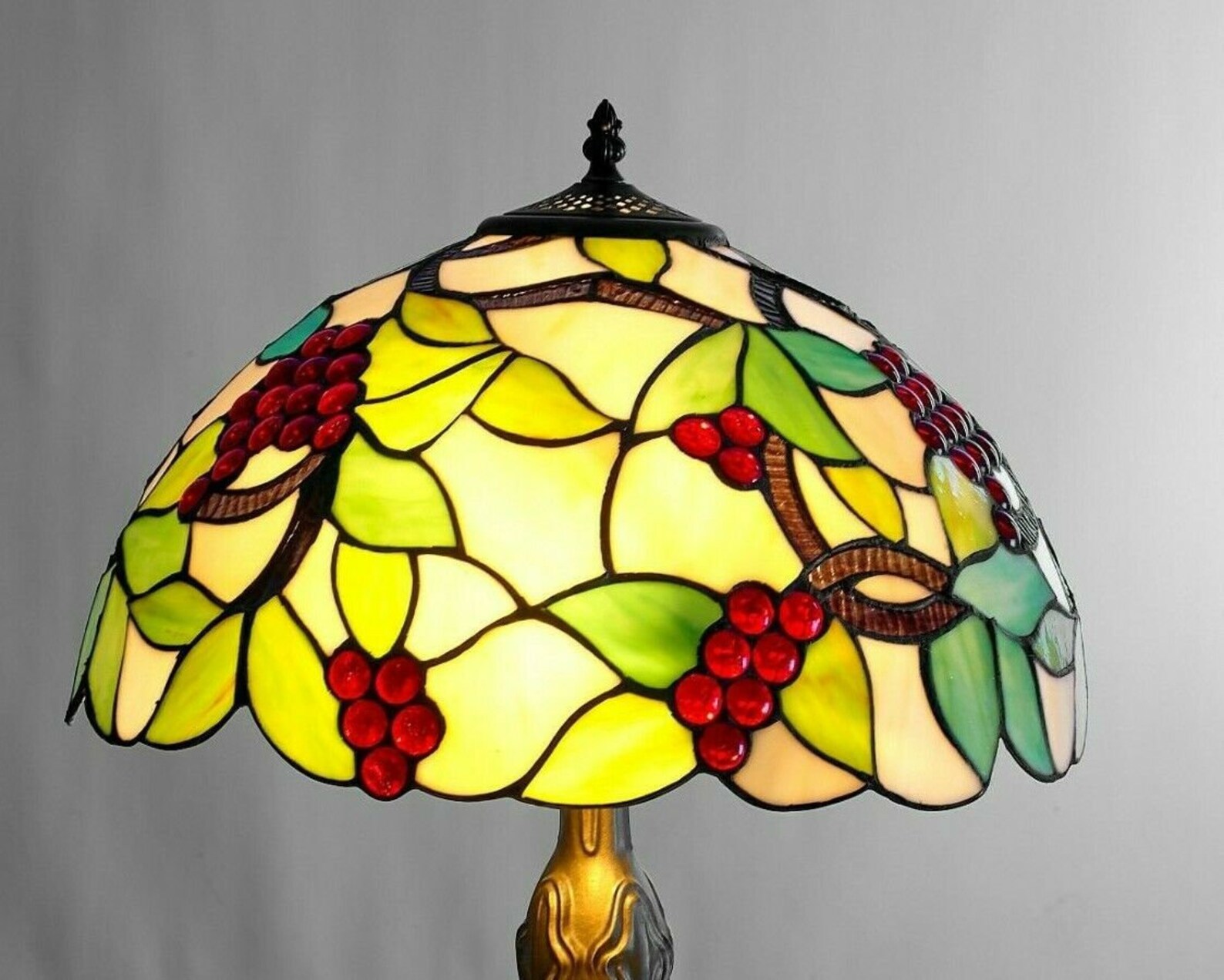 Tiffany Fruit Table Lamp Large Hand Crafted Grape Red Jewel | Etsy