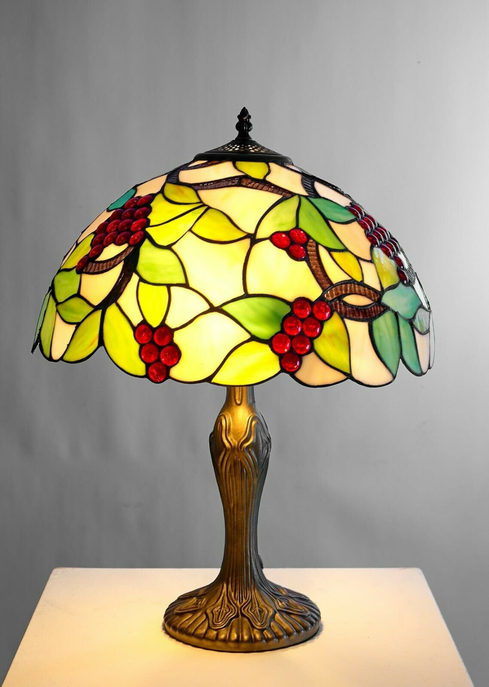 Tiffany Fruit Table Lamp Large Hand Crafted Grape Red Jewel | Etsy