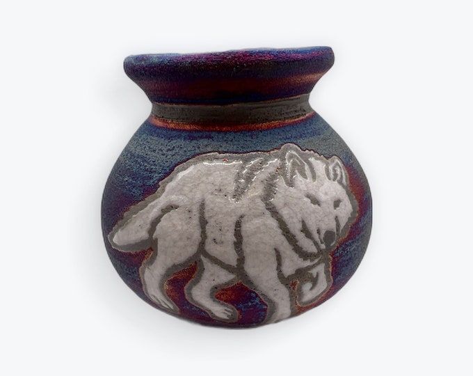 Native American Wolf Pottery Raku Fired in Outdoor Kiln - Etsy